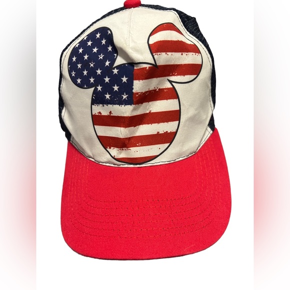 Disney | Accessories | Disney Red And White Flag Ears Trucker Hat One ...